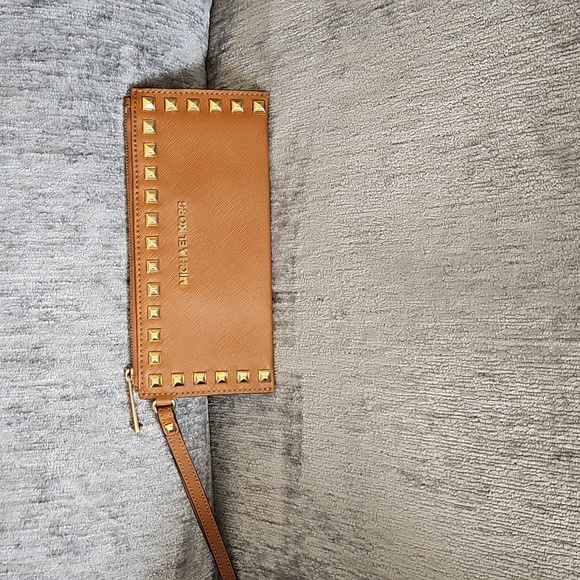 Michael Kors | Bags | Michael Kors Selma Leather Studded Wristlet In ...